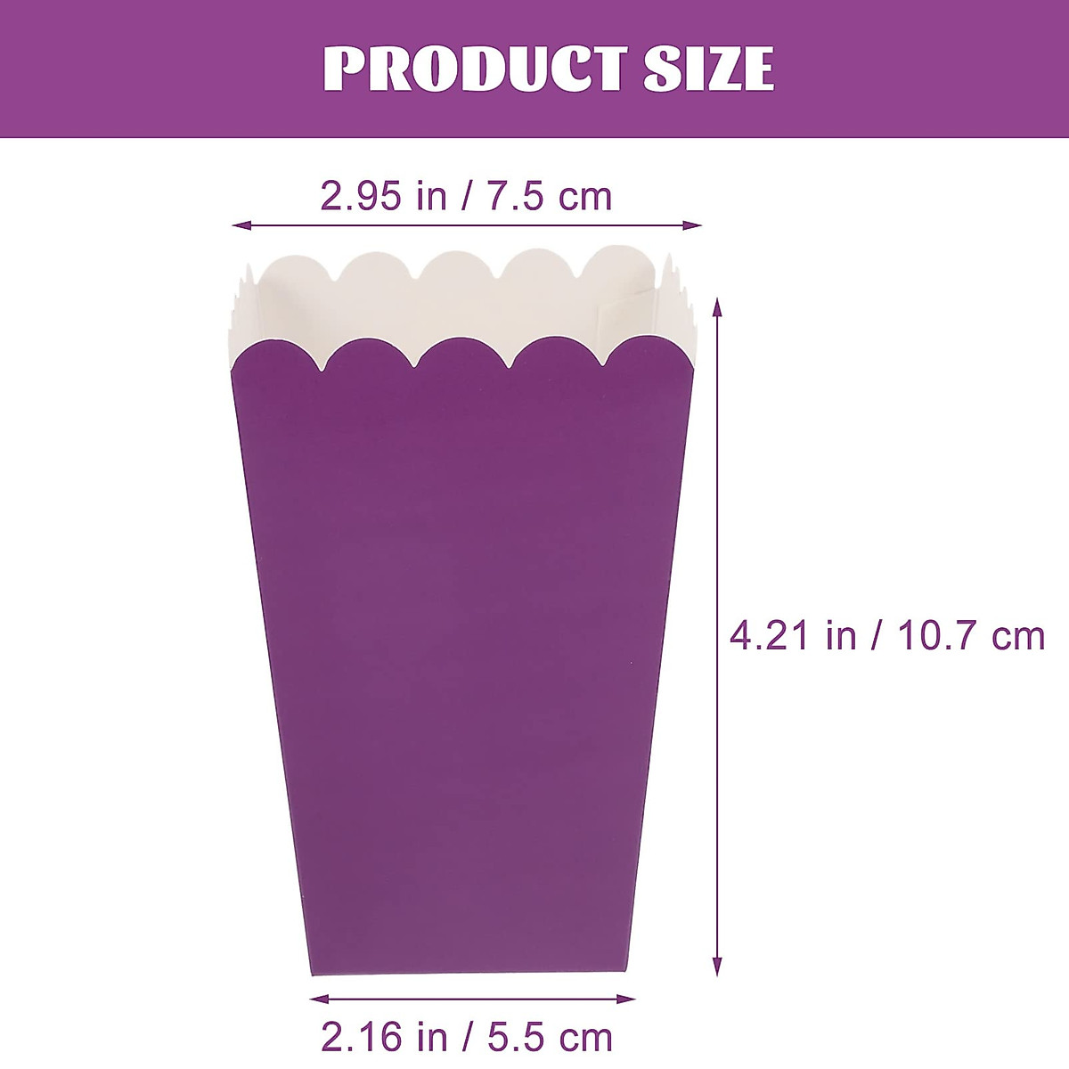 jojofuny 50pcs Boxes Popcorn Box Snack Candy Popcorn Bags Snack Containers Paper Popcorn Buckets Popcorn Cups Mini Popcorn Buckets 250g White Cardboard Purple Disposable Ice Bucket