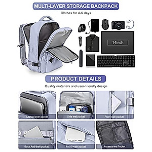 VGCUB Large Travel Backpack,Carry on Backpack for Women Men Airline Approved Gym Backpack Waterproof Business Laptop Daypack,Purple With Toiletry Bag