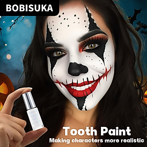 BOBISUKA White Tooth Paint, Instant Bright White Costumed Teeth Paint - No Streak, Safe, Long Last Tooth Makeup FX Paint, Perfect for Cosplay, Halloween Makeup, Theater, and Special Effects (5 ml)
