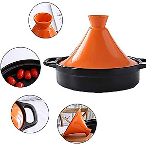 JINXIU Casserole Ceramic Tagine Pot, Tajine Cooking Pot Ceramic Pots for Cooking and Stew Casserole Slow Cooker with 2 Handle and Lid for Home Kitchen,Pink