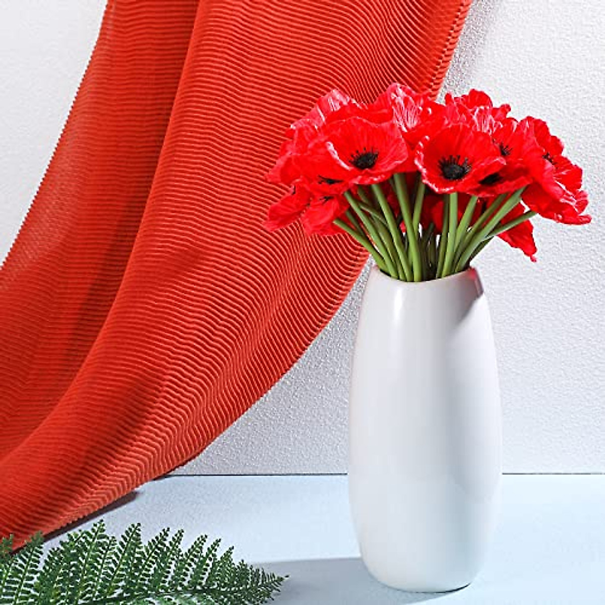 42 Pcs Artificial Poppy Flowers PU Real Touch Poppy Silk Flowers 11 Inch Poppy Anemone Stems Fake Flowers Table Centerpiece for Home Wedding Memorial Day Decor (Red)