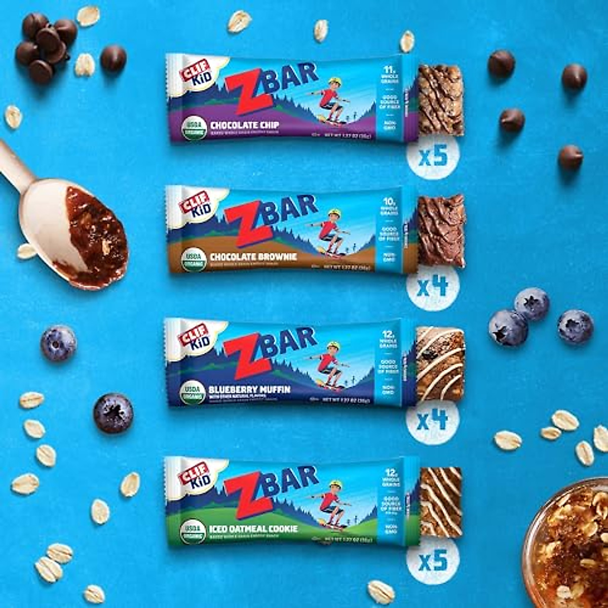 CLIF Kid Zbar - Variety Pack - Soft Baked Whole Grain Snack Bars - USDA Organic - Non-GMO - Plant-Based - 1.27 oz. (18 Count)
