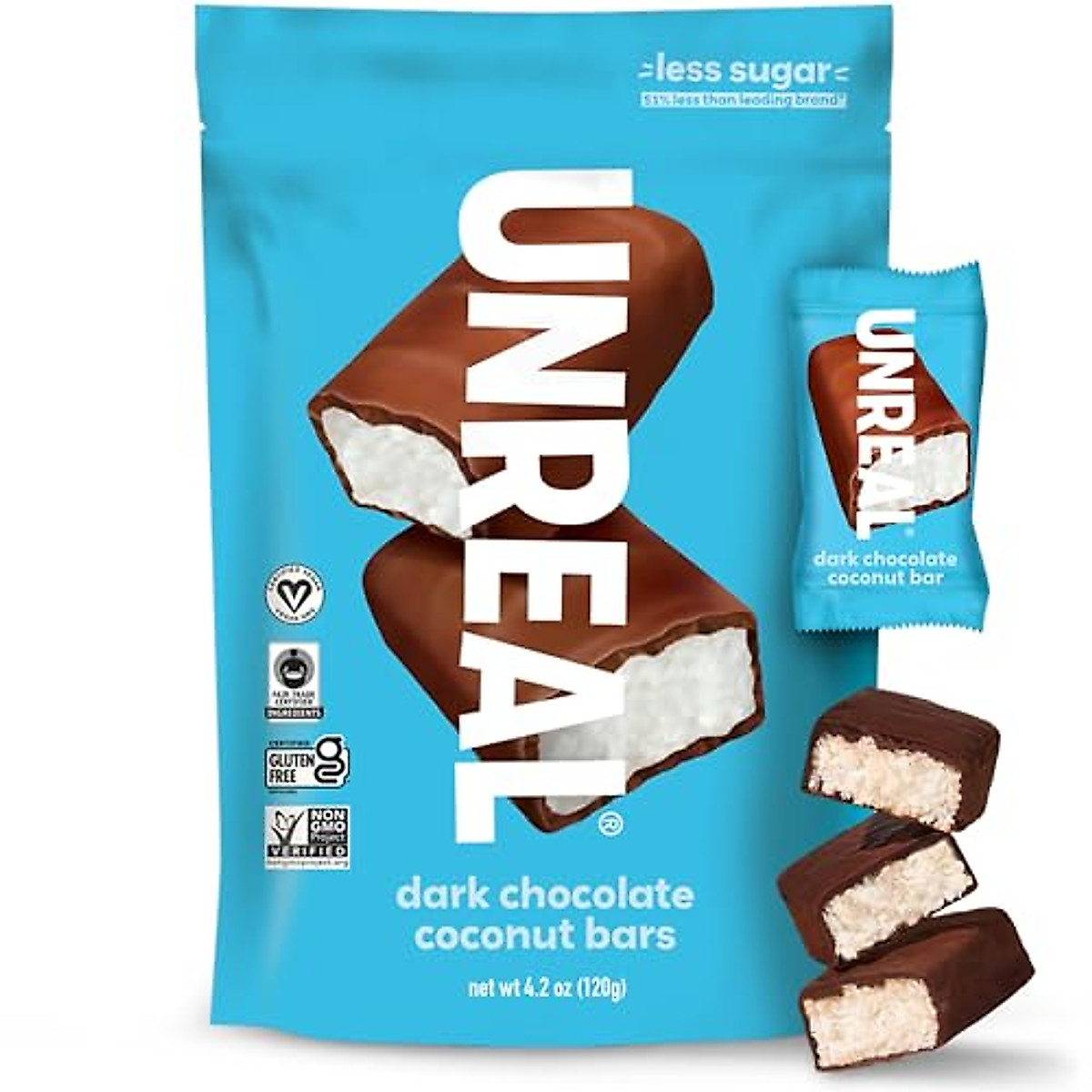 Unreal, Coconut Bars Dark Chocolate, 4.2 Ounce