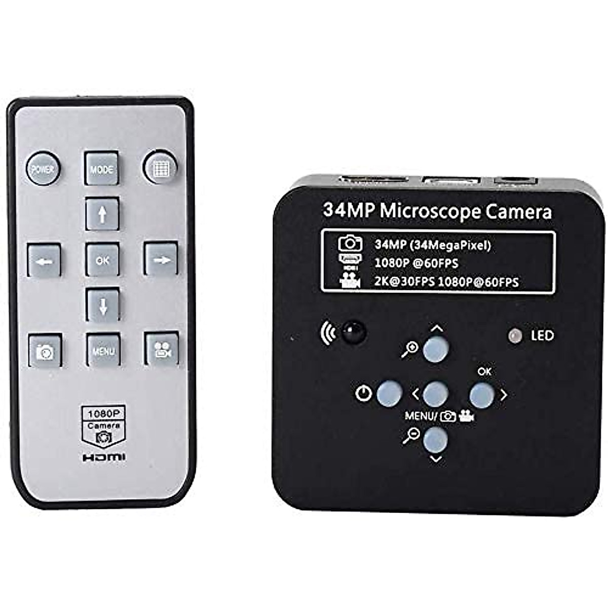 HAYEAR 34MP HDMI USB HD Digital Industry Video Microscope Camera+180X C-Mount Lens+144LED Light+Big Boom Stand Universal Bracket