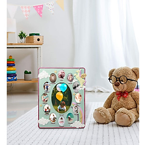 Mozlly Mint Green Unicorn Baby First Year Collage Photo Frame Standard 4 X 6 Inch Photo at The Center Nursery Room Decor Mythical Fantasy Creature Picture Frame for Baby Girls from Birth to 1 Year