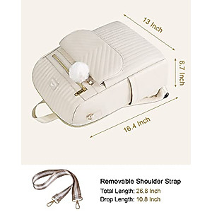 Backpack Purse for Women, Soft Vegan Leather Travel Backpack with USB Charging Port, Quilted Laptop Backpack for Women, Convertible Soft Leather Backpack Purses Fashion Water Resistant Shoulder Bag