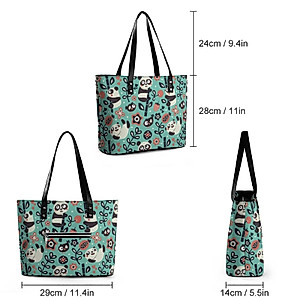 Womens Handbag Panda Patterns Leather Tote Bag Top Handle Satchel Bags For Lady