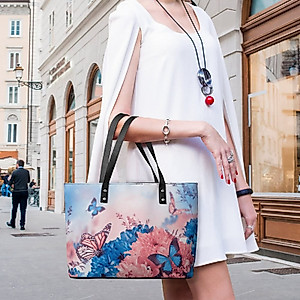 Womens Handbag Chrysanthemum Butterfly Leather Tote Bag Top Handle Satchel Bags For Lady