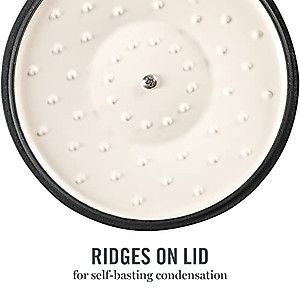 MARTHA STEWART Gatwick 7 QT Enamel Cast Iron Dutch Oven, Linen w/Gold Knob