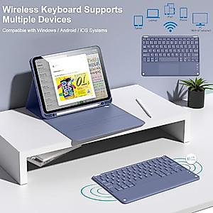KENKE Keyboard Case for New iPad Air 11 Inch 2024 (M2) / iPad Air 5th Gen 2022 / Air 4th Gen 2020 10.9 Inch with Pencil Holder, Smart Magnetically Detachable Bluetooth Touchpad Keyboard, Purple