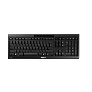 Cherry Stream Wireless Keyboard with SX Scissors Mechanism, Slim Yet Full Size QWERTY Ergo Friendly with Number Pad, Thin Design with Quiet keystroke for use at Home Office or Work. Black