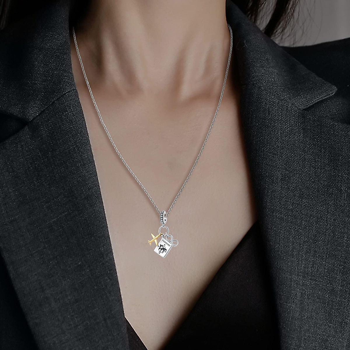 NanMuc Vacation Travel Series Passport Airplane Charm Compatible with Pandora Charms Bracelets Necklace Holiday Jewelry Gift