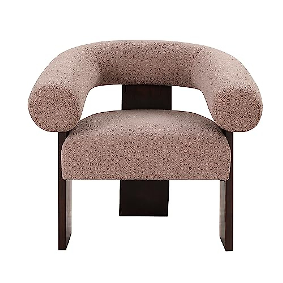 Flieks The Curved Wishbone Frame Accent Chair Teddy Velvet for Living Room, Light Brown