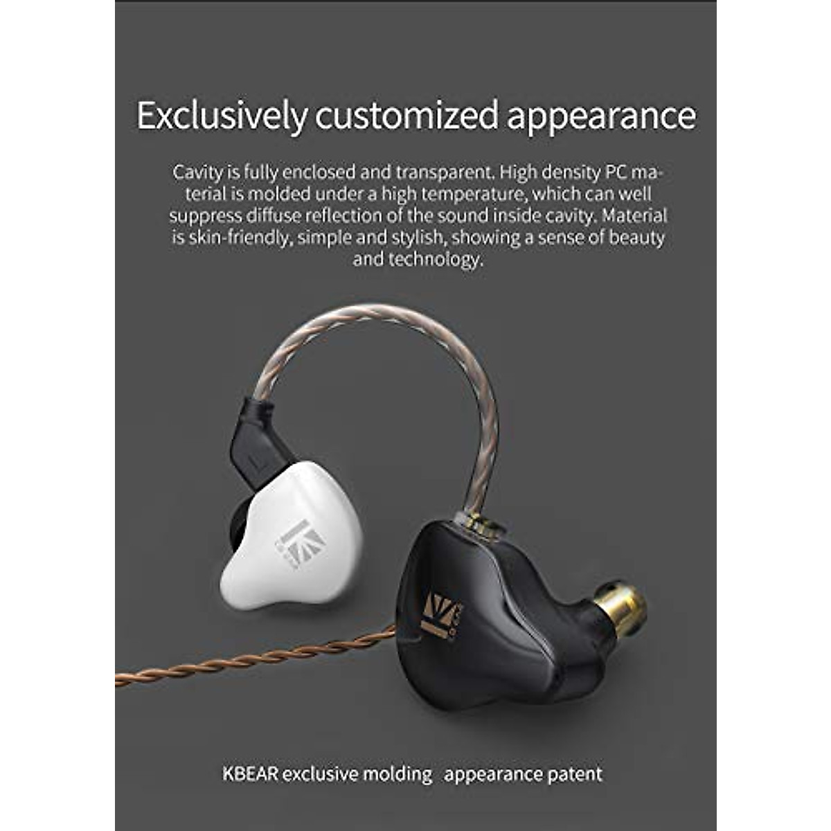 Kinboofi KBEAR KS1 in Ear Monitors, 1DD HiFi Earphones, Noise Canceling Earbuds Headphone Dynamic Headset with Detachable 2 Pin Cable (Black No Mic)