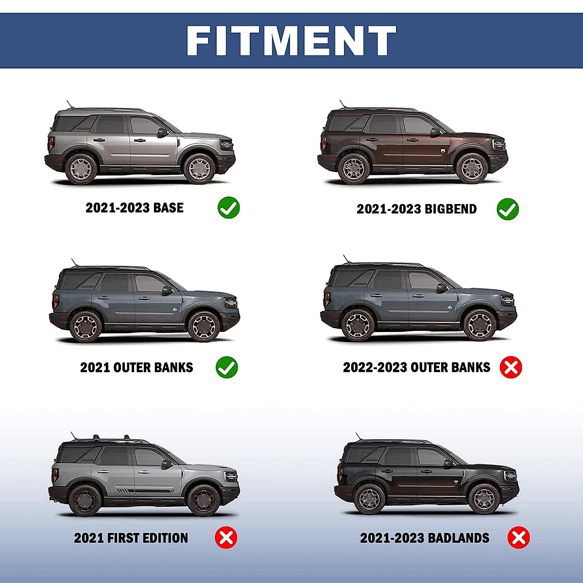 AUXPACBO Cross Bars Fits for Ford Bronco Sport Base & Bigbend 2021 2022 2023 2024 & Outer-Banks 2021 On-Road Adjustable Roof Rack Crossbar Luggage Rack Cargo Carrier (2Pcs)