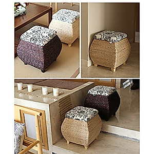 Articles for daily use Rattan Straw Storage Stool, Shoe Changing Stool, Storage Stool wth Cover, Finishing Storage Box, Shoe Ottoman, Sofa, Square Stoolw