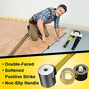 NAACOO Laminate Flooring Tools, Flooring Installation Kit, Vinyl Flooring Tools - Tapping Block with Handle, 2 in 1 Spacers, Heavy Duty Pull Bar, Reinforced Double-Faced Mallet