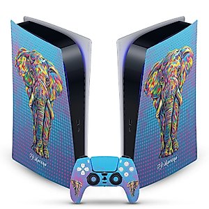 Head Case Designs Officially Licensed P.D. Moreno Elephant Animals II Vinyl Faceplate Sticker Gaming Skin Decal Compatible With Sony PlayStation 5 PS5 Digital Edition Console and DualSense Controller