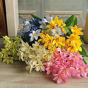 BaoST 1Pc 24 Flower Heads Lovely Artificial Lily Flower Real Touch Fake Flowers Bouquet for Wedding Party Banquet Home Hotel Office Garden Craft Art Decor Blue