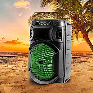 Portable 8 Inch Portable 800 watts Bluetooth Speaker with Woofer & Tweeter, Festival PA LED Speaker with Bluetooth/USB Card Inputs, True Wireless Stereo, 30 Feet Bluetooth Range