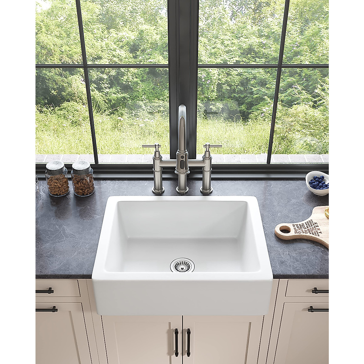 CITYLE 30 Inch Farmhouse Kitchen Sink, Apron Front Kitchen Sink Single Bowl White Fireclay Porcelain Ceramic Farm Kitchen Sinks 30"L x 19"W x 8"H
