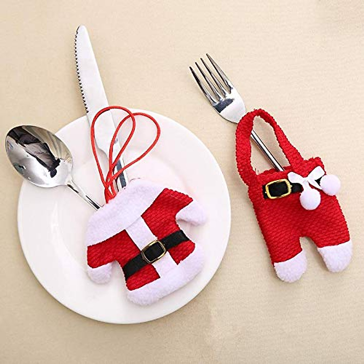 3 Sets Christmas Table Decoration Christmas Knife and Fork Cover Christmas Small Clothes Pants Cutlery Cover 1. (Style : Plastic Button)