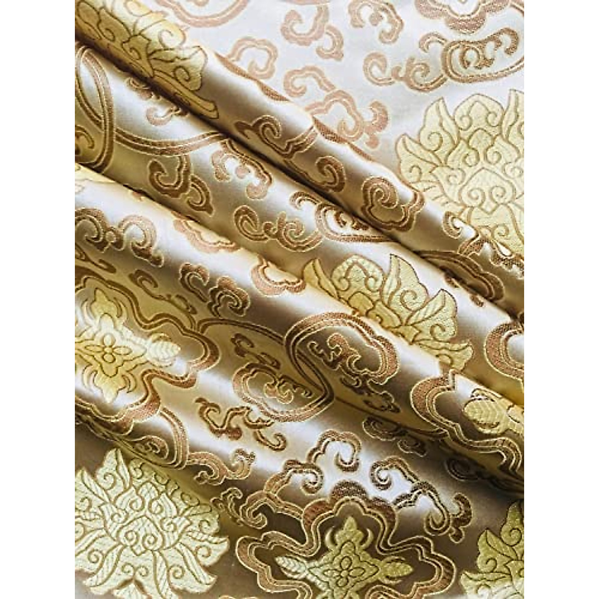 Adelaide Gold Chinese Brocade Satin Fabric by The Yard - 10058