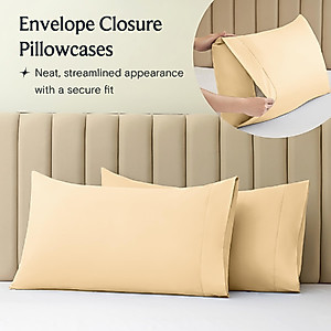 LuxClub Twin XL Sheets - Soft Twin Bed Sheets for Boys and Girls, 4 PC Deep Pockets 18" Eco Friendly Wrinkle Free Kids Fitted Sheets Machine Washable Hotel Bedding Silky Soft - Yellow Twin XL