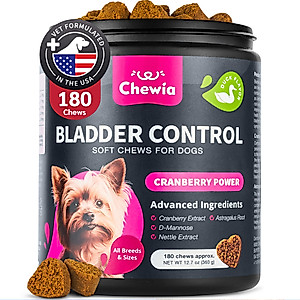 Dog UTI Treatment - Dog Cranberry Supplement for Bladder & Kidney Health, Urinary Tract, Incontinence Support - Cranberry Supplement for Dog Incontinence - Bladder Control Cranberry Chews