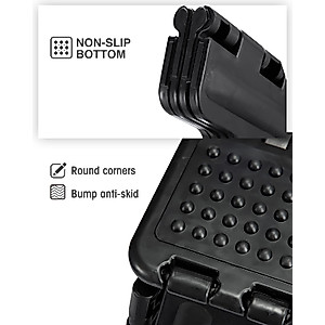 ACSTEP 18 Inch Folding Step Stools for Adults and Kids, Non-Slip Foldable Plastic Collapsible Stepping Stool with Handle Holds Up to 300 LBS Dot Black (1 Pack)