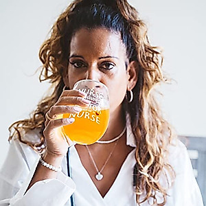 DAZLUTE Nurse Gifts, Nurse Practitioner Brains Of A Doctor Heart Of A Nurse Stemless Wine Glass for Women Nurse Birthday Christmas, Nurse Gifts for Nurse Week Nurse Graduation Nurse Appreciation, 17oz