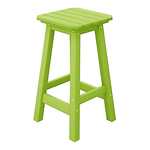 Costaelm 24" Height Outdoor Bar Stools, All-Weather Bar Stools, Adirondack Poly Patio Square Bar Stool for Patio, Deck, Kitchen Counter and Garden, Lime