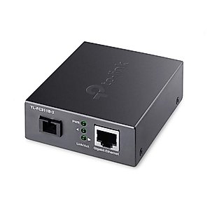 TP-Link TL-FC311B-2 | Gigabit WDM SFP to RJ45 Fiber Media Converter | Fiber to Ethernet Converter | 10/100/1000Mbps RJ45 Port to 1000Base-LX Single-Mode Fiber