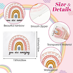 Reginary 50 Pcs Inspirational Gifts Bulk for Women Cosmetic Bag EVA You Are Braver Awesome Makeup Bag Mini Toiletry Bag with Zipper Encouragement Birthday Gift for Friend (Boho Amazing)