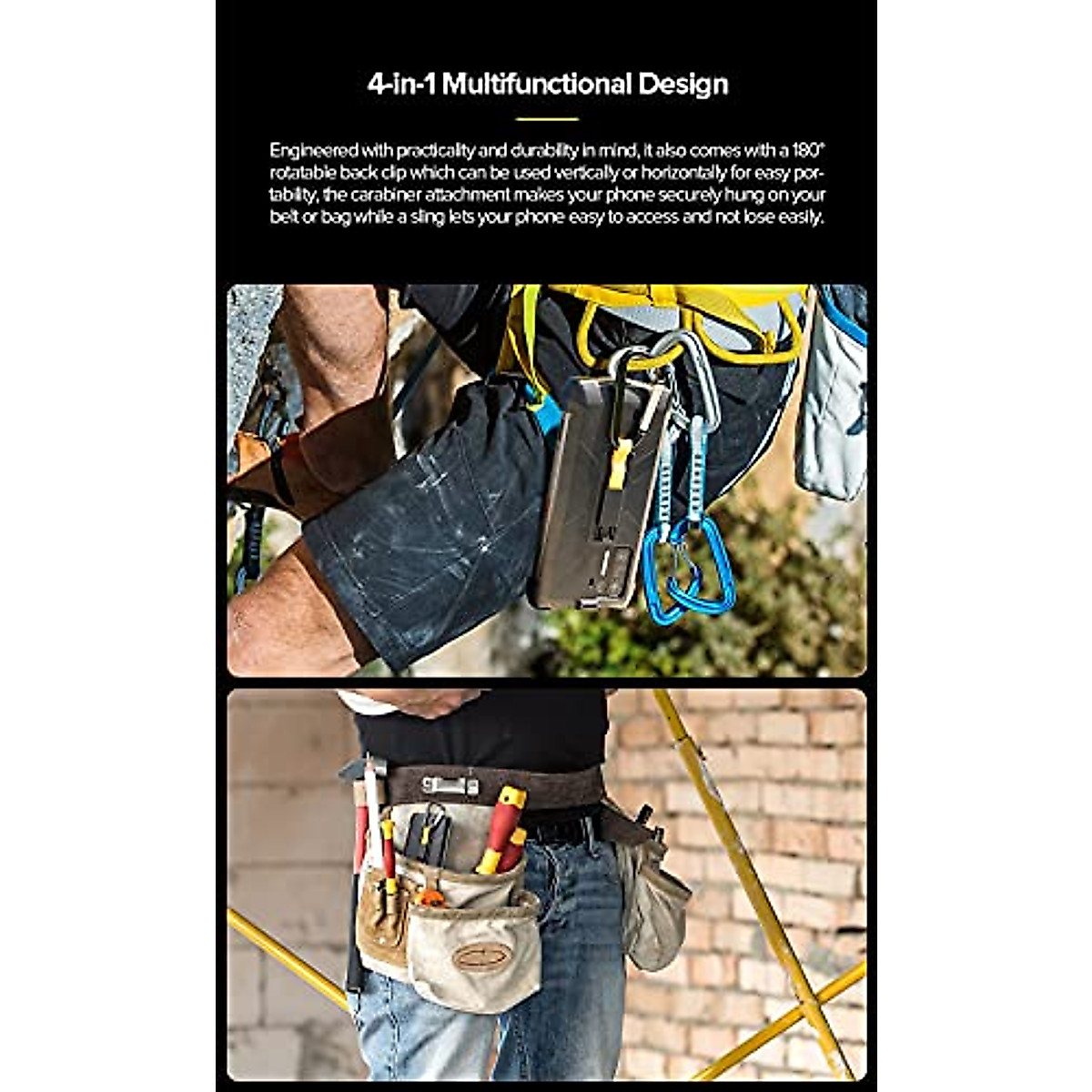 Ulefone Armor 13 Original TPU Black Case, Multifunctional Protective Case Armor 13 with Back Clip Carabine