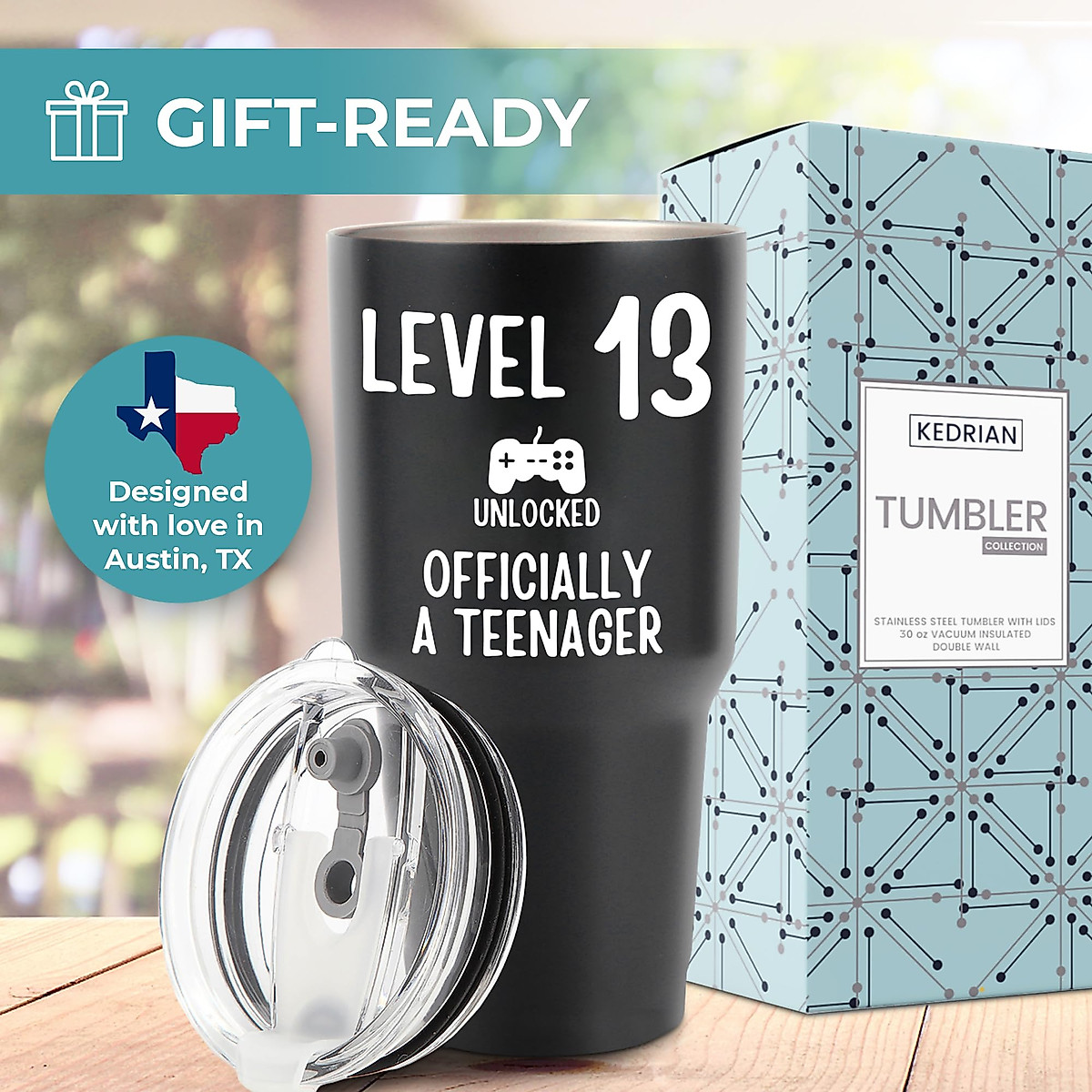 KEDRIAN 13th Birthday Tumbler 30oz, Best 13 Year Old Boy Gift Ideas, 13 Year Old Boy Birthday Gifts, Gifts For 13 Year Old Boys Trendy 2023, 13 Year Old Boy Gifts Teenager