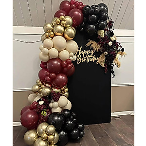 Enanal Burgundy Balloon Garland Arch Kit, 151pcs Burgundy Black Ivory and Chrome Gold Balloons for Graduation Birthday Party Bridal Shower Thanksgiving Anniversary Party Decoration (Burgundy)