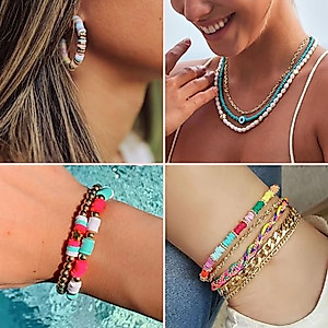 Paodey 16,000pcs Clay Beads Bracelet Making Kit 96 Colors, 900pcs Letter Beads, 100pcs Number Beads, Gold Silver Spacer Beads for Friendship Bracelets Jewelry, 6 Boxes Polymer Heishi Beads