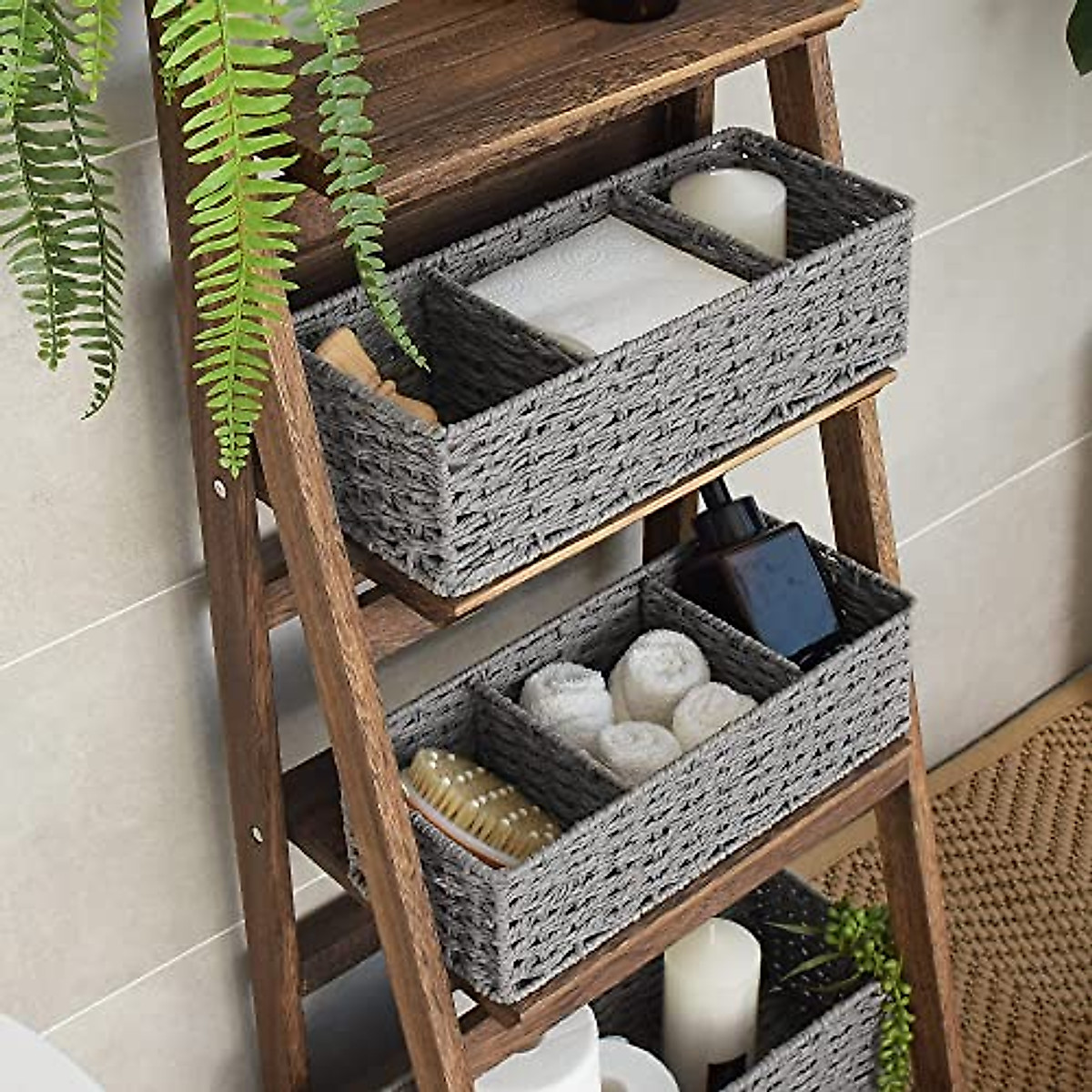 StorageWorks Rope Paper Storage Baskets Set, Gray