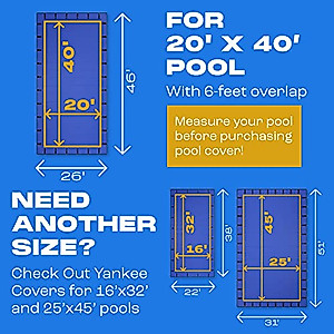 Pool Cover for 20x40 ft Rectangular Pool: Extra Thick & Durable Inground Pool Cover |Sapphire Series of Premium Cold- and UV-Resistant Pool Cover | In-Ground Pool Protection | by Yankee