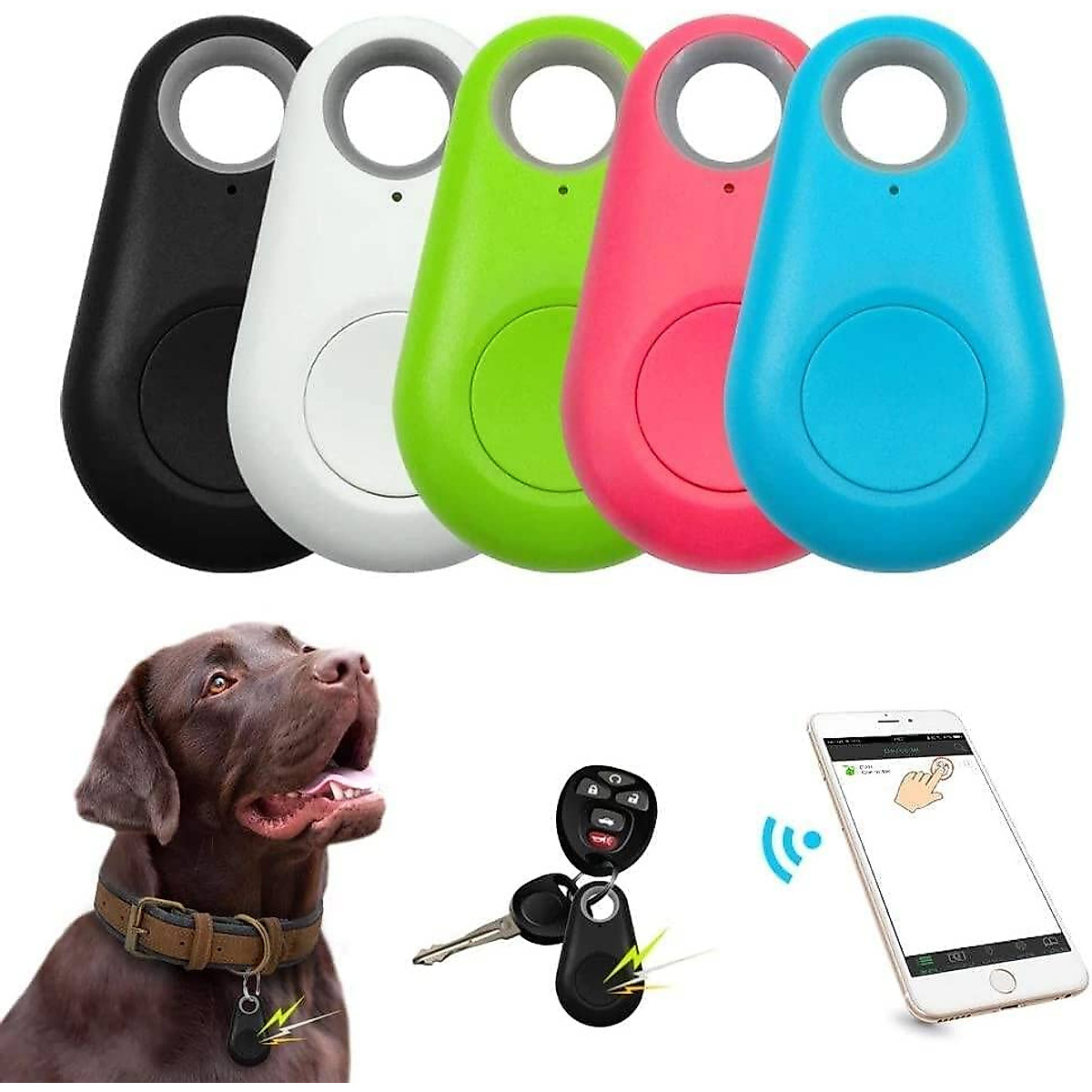 Portable GPS Tracking Mobile Smart Anti Loss Device Key Finder Locator GPS Smart Tracker Device for Kids Dog Pet Cat Wallet Keychain Luggage, Alarm Reminder, App Control 1pack-Blue
