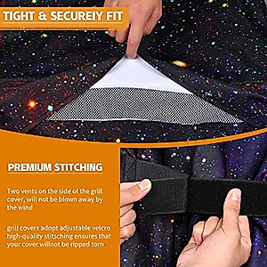 KYKU Galaxy BBQ Grill Cover 58 Inch Heavy Outdoor All Weather Waterproof Rip-Proof UV Resistant Fade Resistant Funny Nebula Barbecue Gas Grill Covers for Weber Spirit, Weber Genesis, Char Broil Etc