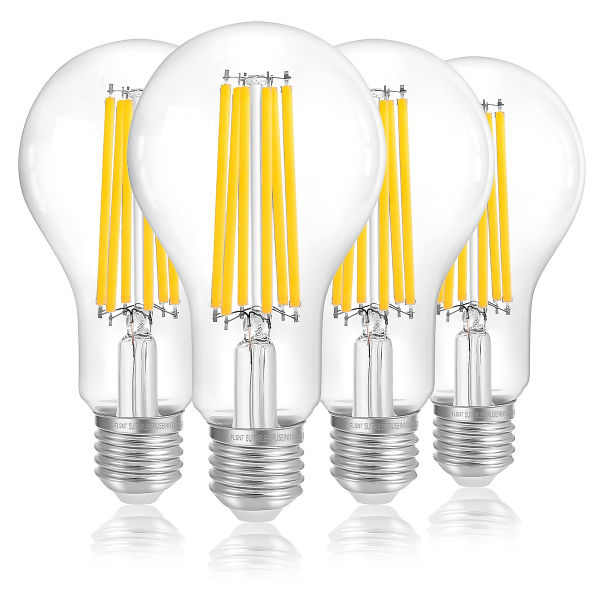 FLSNT 150W Equivalent Dimmable A23 LED Light Bulbs, 2650Lumens, Efficient 18W, 3000K Warm White, E26 Base, 4 Pack