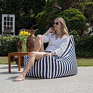 Jaxx Juniper Outdoor Bean Bag Patio Chair, Navy Stripes