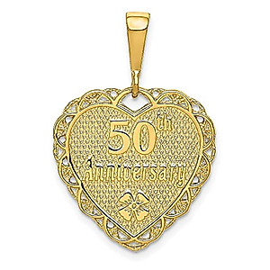 IceCarats 14K Yellow Gold Reversible 50th Anniversary Necklace Charm Pendant 29mm x 20mm Only
