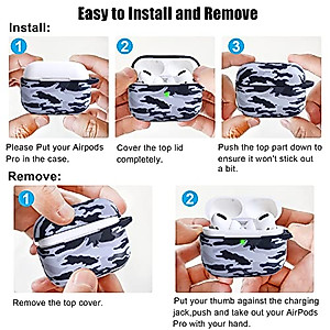 AGAOSH for Airpods Pro Case Cute Cover with Keychain,Full Protective Camo Color Silicone Airpod Case for Women Men Girl, Compatible for Air pods Pro Wireless Charging Case,Front LED Visible camo