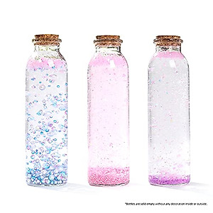 Magic Season Decorative Glass Bottles with Cork Stoppers (12 fl oz. Round Bottles / 2 Pcs)