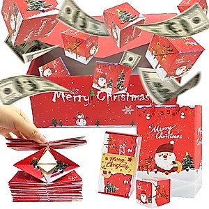 Surprise Gift Box Explosion for Money, 2024 Explosion Gift Box Christmas Gift Boxes, New Merry Christmas Money Holders for Cash, Luxury Folding Pop-Up Surprise Box for Birthday (Red, 6 Box Set)