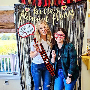 Cheereveal Flannel Fling Bride to Be Sash Bachelorette Party Decorations, Buffalo Check Plaid Flannel & Fizz Party Supplies, Lets Get Toasted Bachelorette Decor