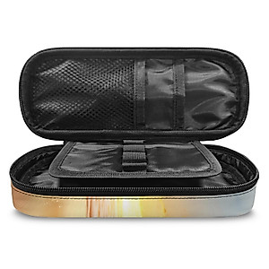 AQYAPTOIY Golden Retriever Beach Pencil Case for Girls Aesthetic Pencil Pouch for Kids Special Pen Bag with Pen Slot Pencil Box for Children Boys Large Capacity Pouch Organizer for Study